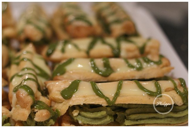 Matcha Eclairs with white chocolate icing recipe | Philippa Davis